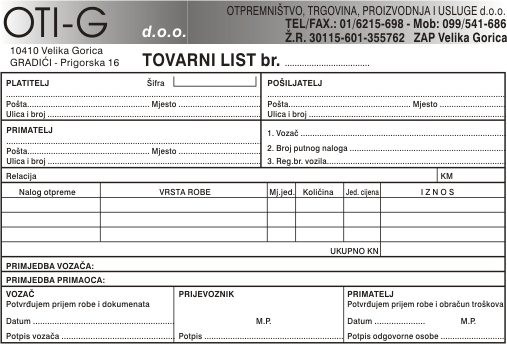 teretni list, prijevoznica, teretni listovi, blok radnih sati, raspored ...